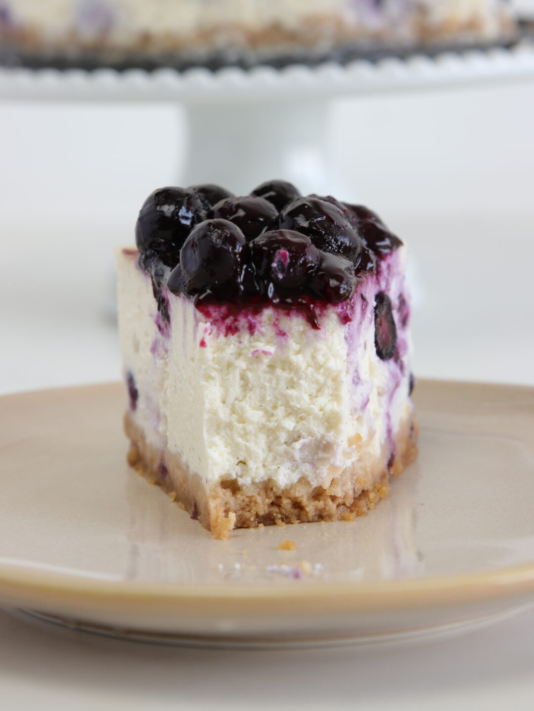 Easy Baked Blueberry Cheesecake with Blueberry Sauce - The Cooking Foodie