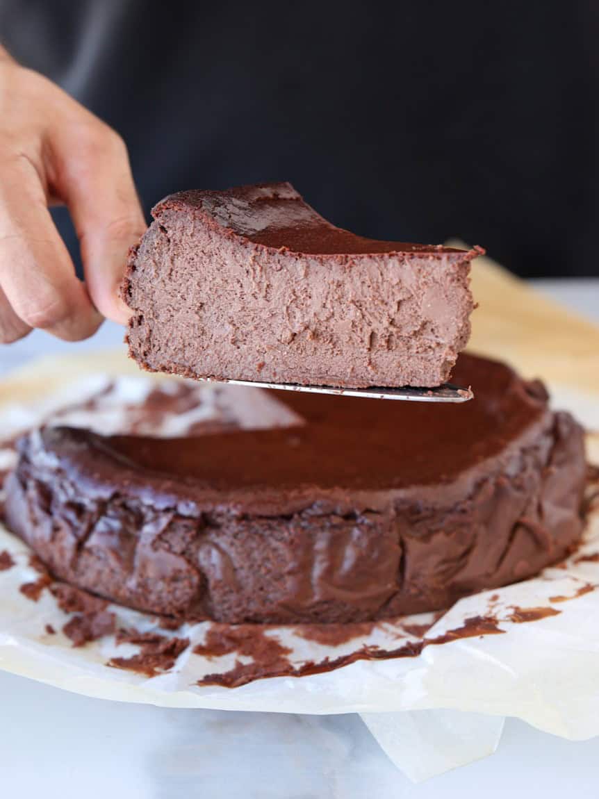 The Best Chocolate Basque Cheesecake | Easy & Craemy - The Cooking Foodie