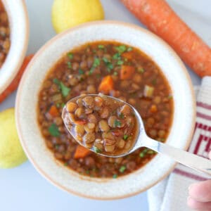 Easy Vegan Lentil Soup with Vegetables & Herbs - The Cooking Foodie