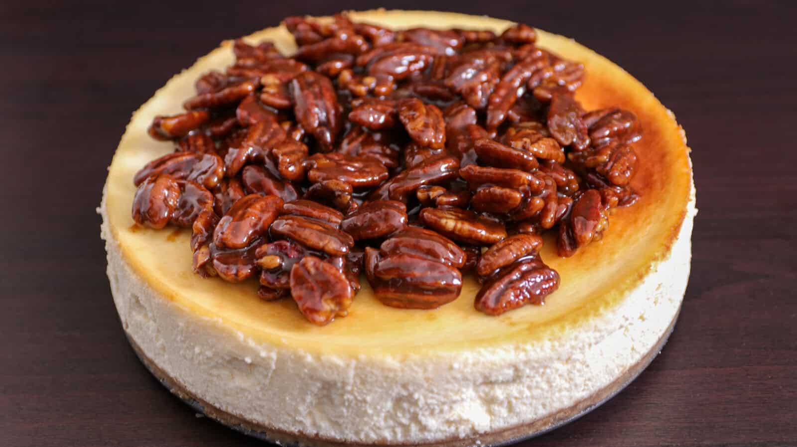 Easy Caramel Pecan Cheesecake - The Cooking Foodie
