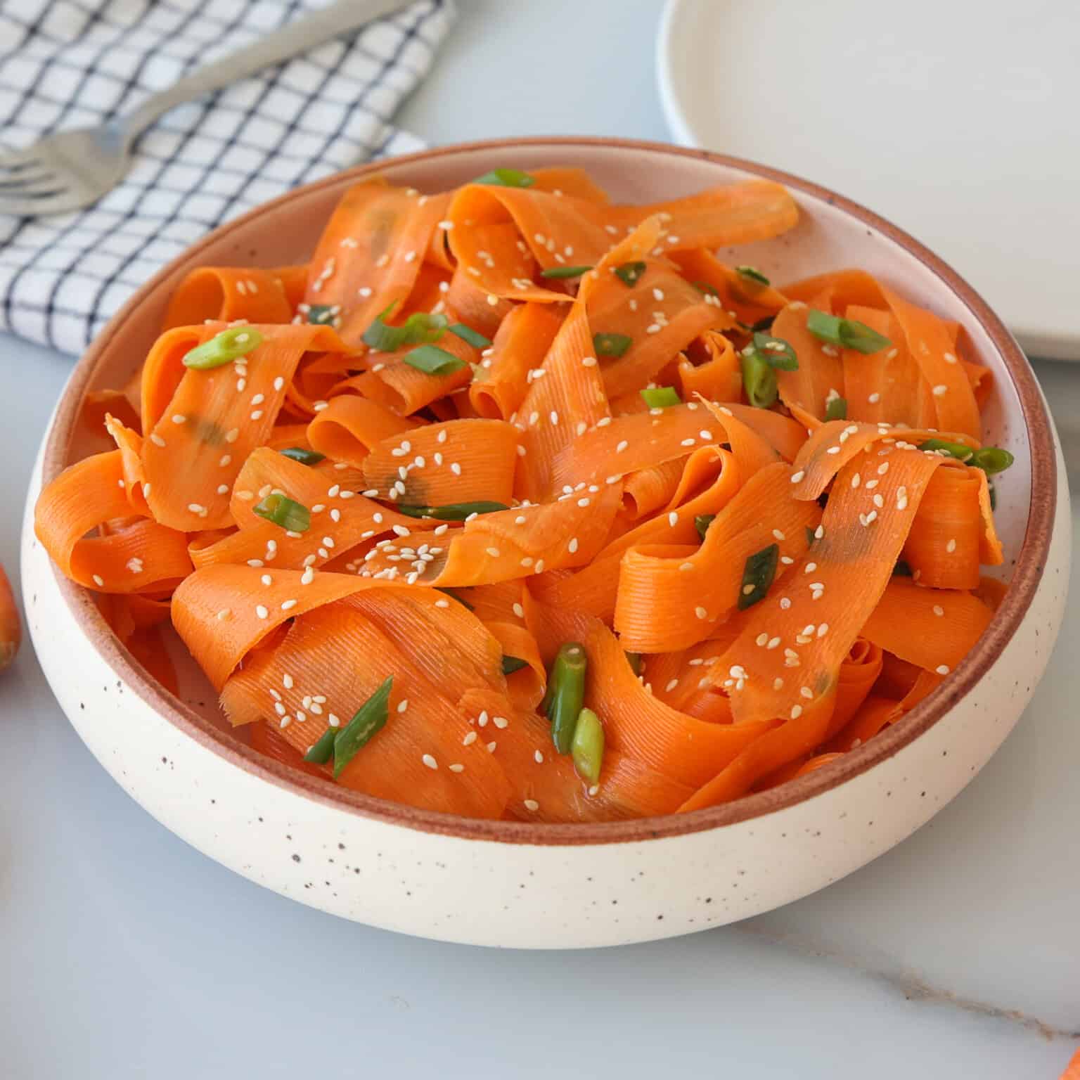 Asian Carrot Ribbon Salad With Ginger-Sesame Dressing - The Cooking Foodie