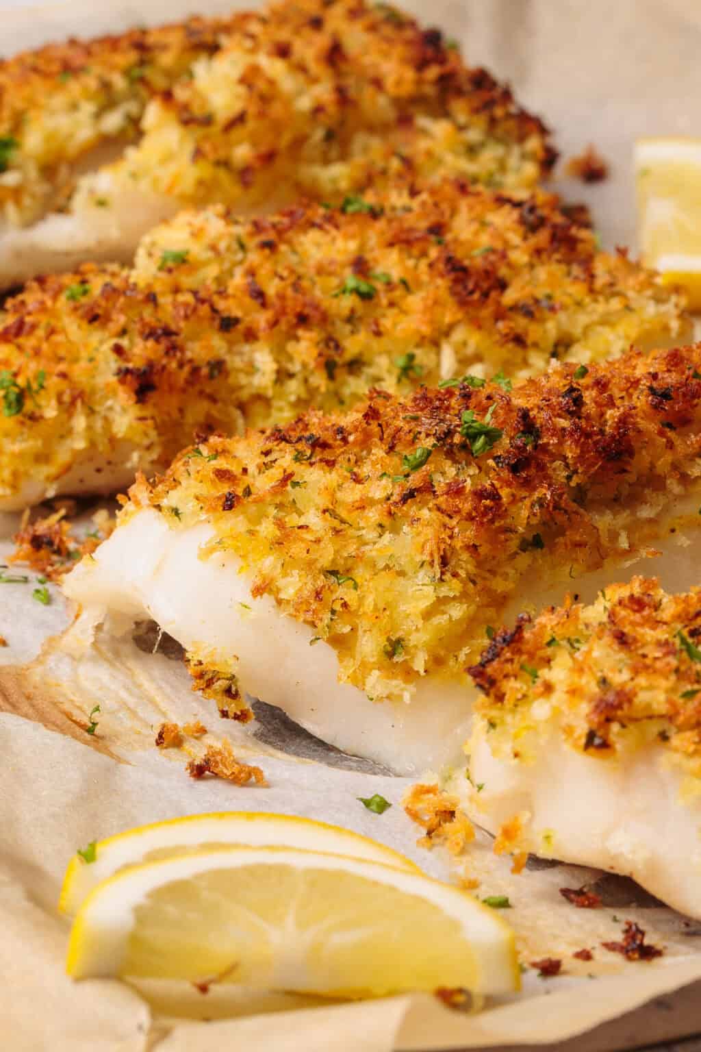 Panko Crusted Cod with Parmesan | Crispy and Flaky - The Cooking Foodie